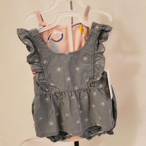 Carter's | Matching Sets | 3piece Outfit Blue Jean Romper Set With ...